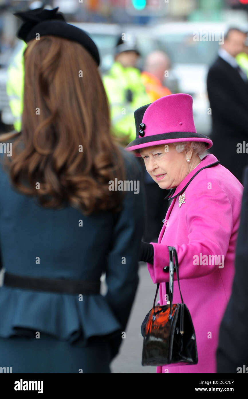 HRH Queen Elizabeth II meets members of the public after she arrives at ...