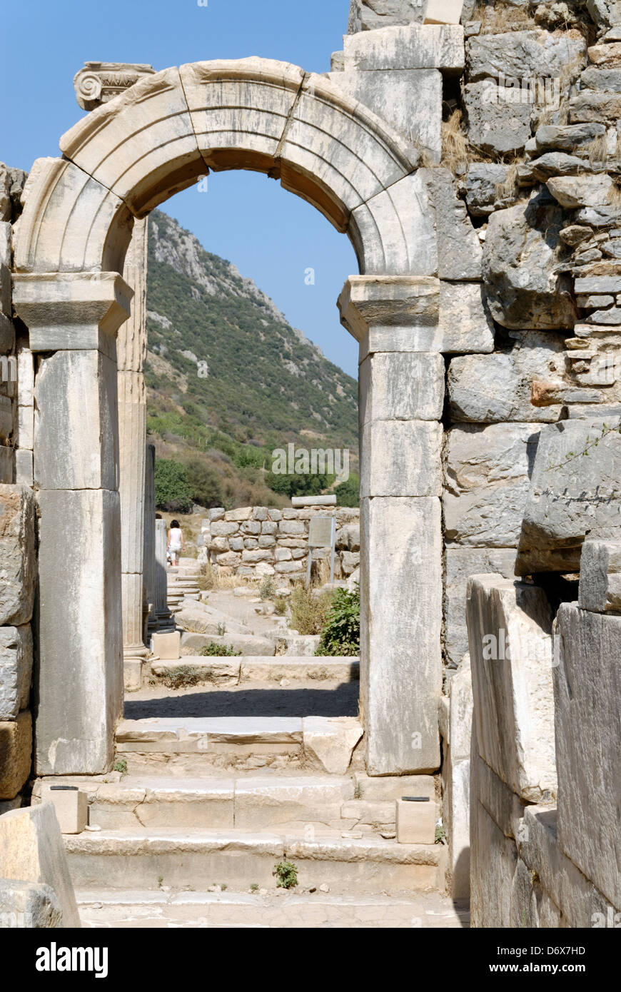 Turkey. Ephesus. View of a side entrance between the stage and ...
