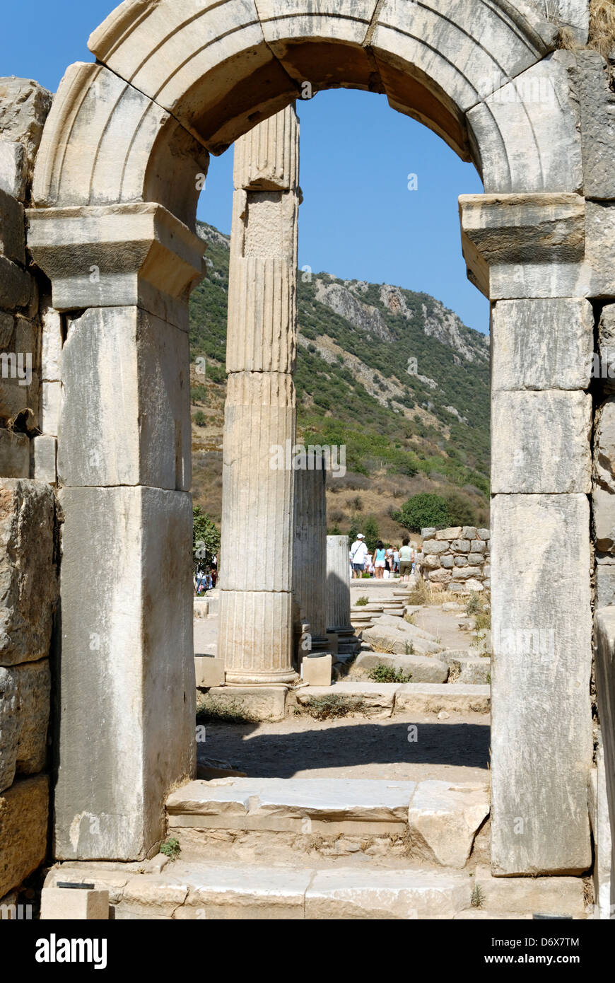Turkey. Ephesus. View of a side entrance between the stage and ...