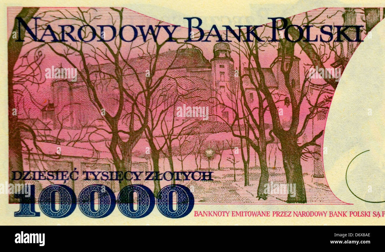 Poland Ten Thousand 10,000 Zloty Bank Note Stock Photo - Alamy