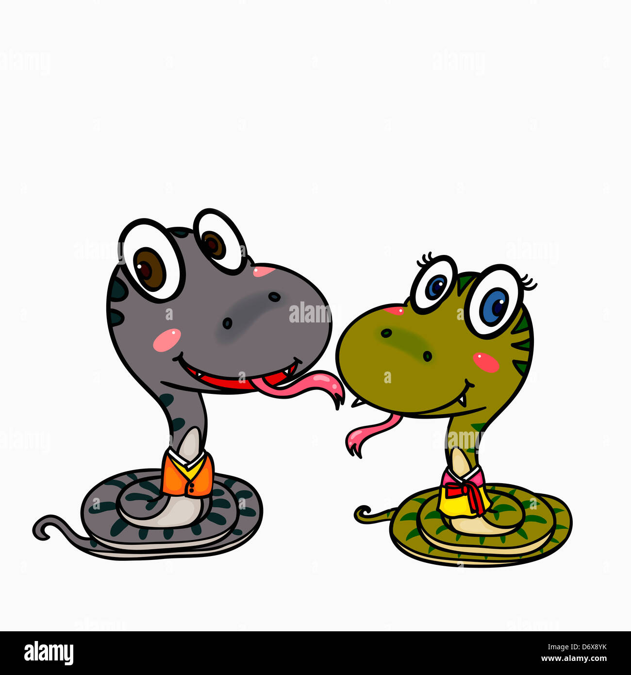 illustration of a snake couple Stock Photo - Alamy