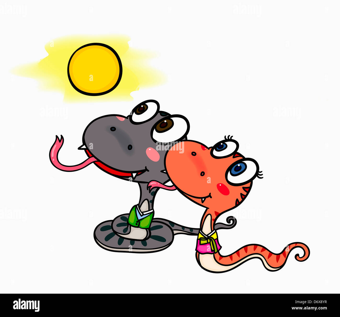 illustration of a snake couple Stock Photo - Alamy