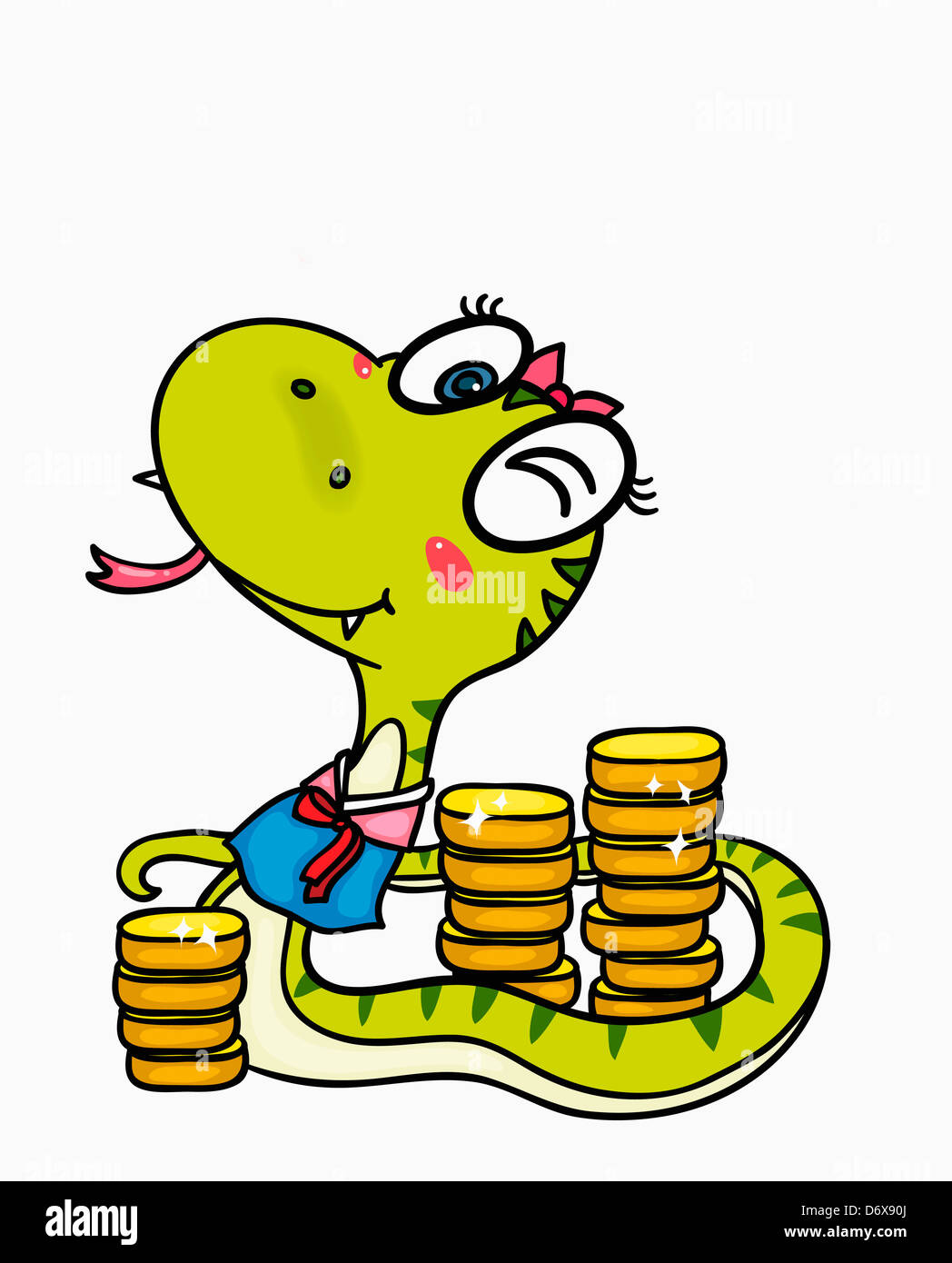 illustration of a snake with coins Stock Photo - Alamy