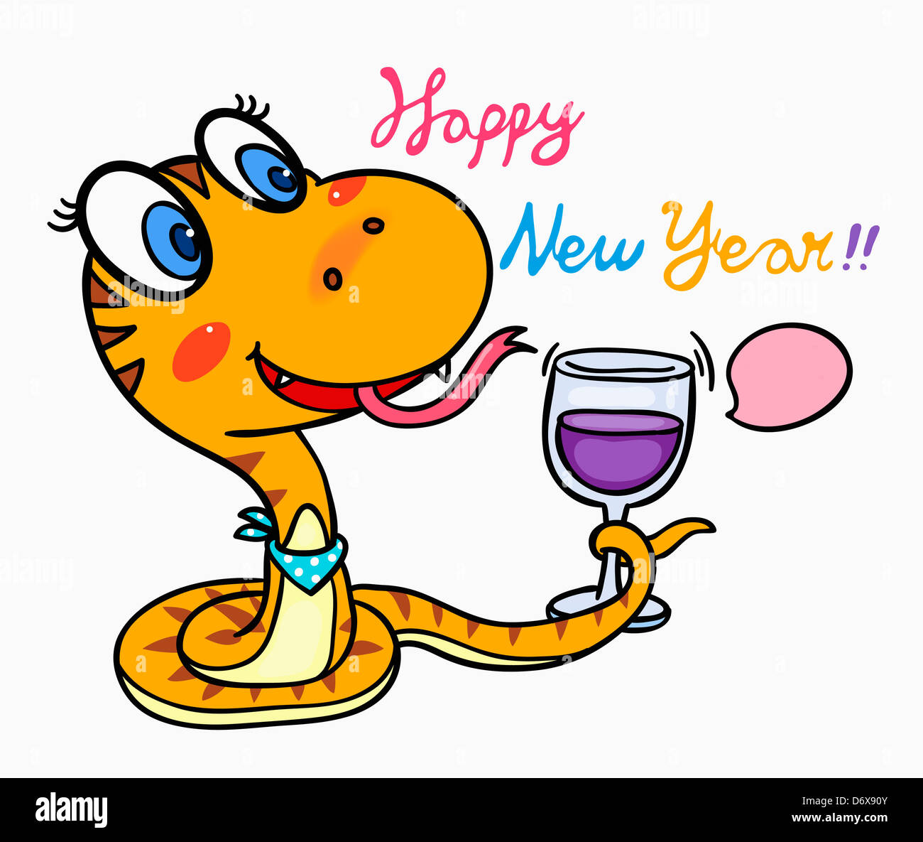 illustration of a snake enjoying new year Stock Photo - Alamy