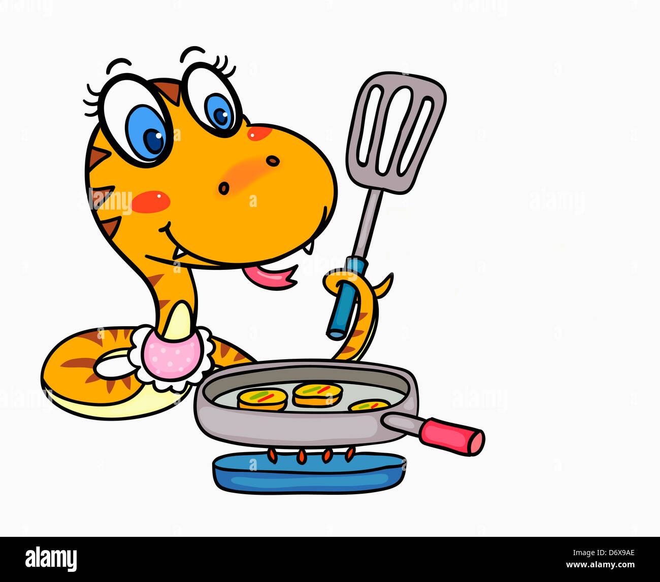 illustration of a snake cooking new year's food Stock Photo - Alamy