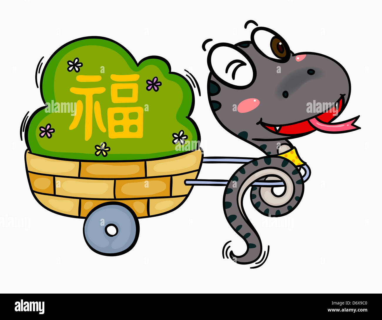 illustration of a snake delivering luck Stock Photo - Alamy