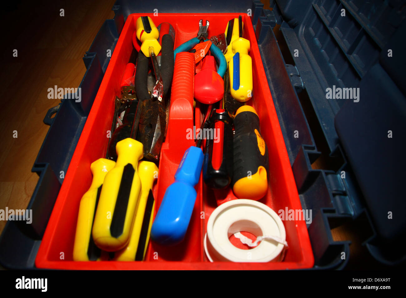 Domestic DIY tool box with common household tools Stock Photo - Alamy