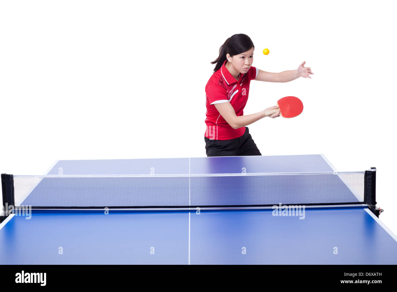 Female athlete playing table tennis Stock Photo - Alamy