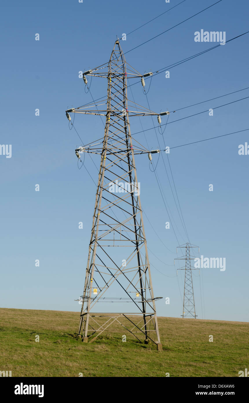 High Voltage Overhead Power Pylon Stock Photo - Alamy