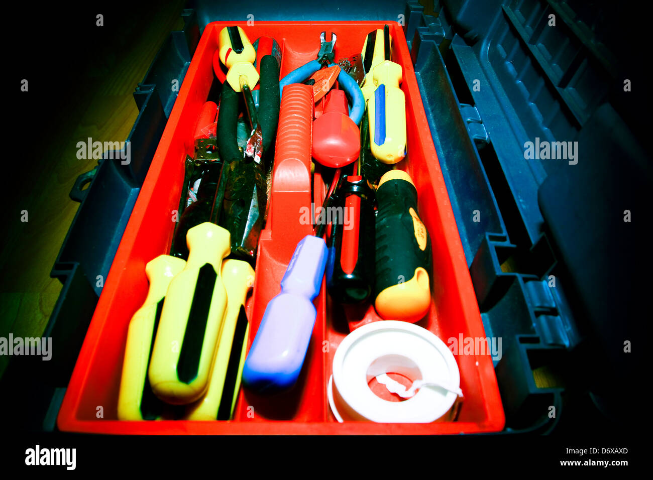 Domestic DIY tool box with common household tools Stock Photo - Alamy
