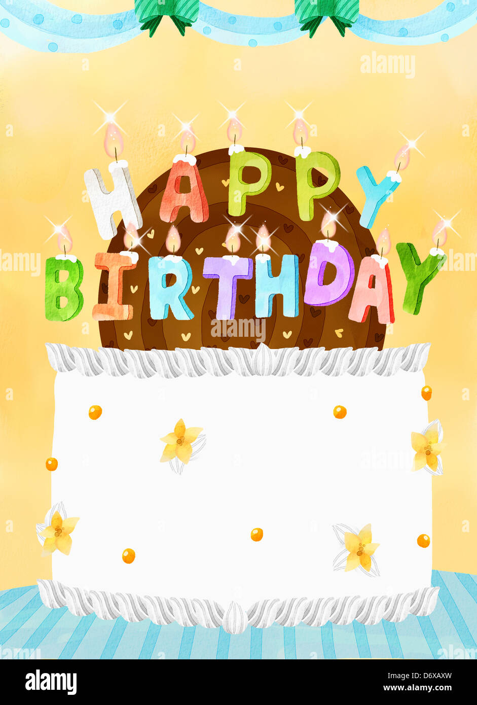 birthday card front design featuring a cake Stock Photo - Alamy