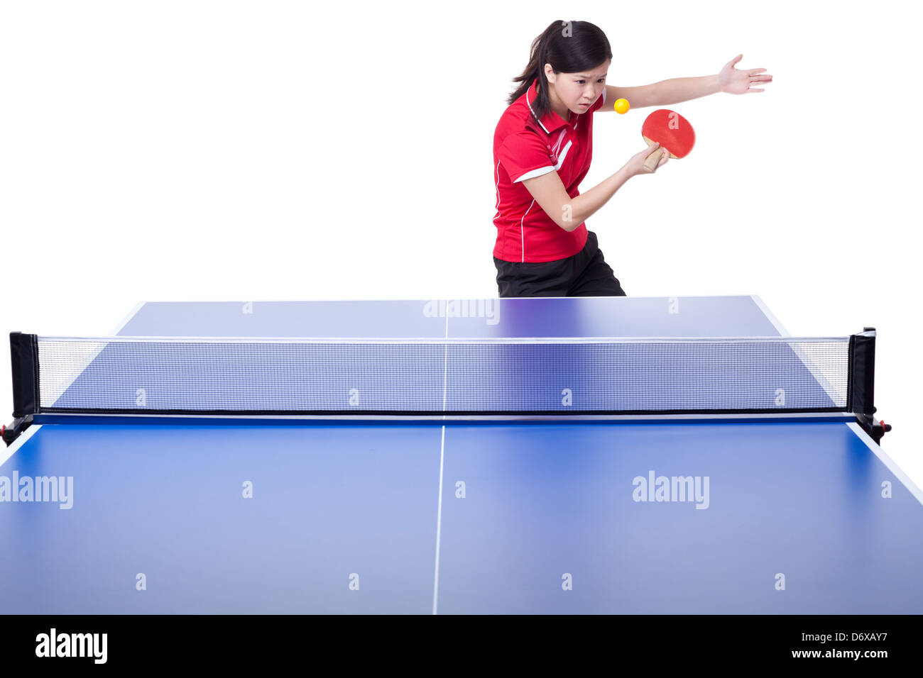 Female athlete playing table tennis Stock Photo - Alamy