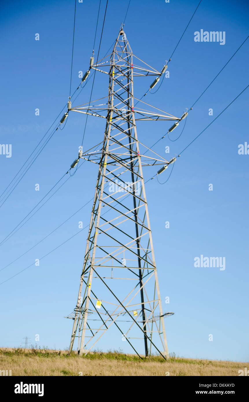 High Voltage Overhead Power Pylon Stock Photo - Alamy