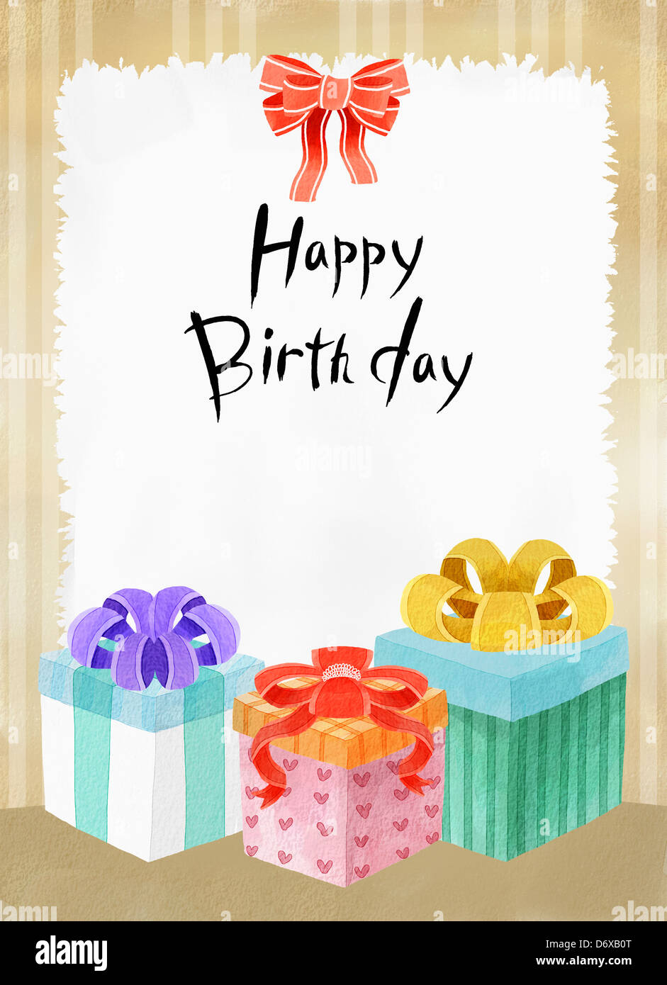 birthday card design featuring presents Stock Photo - Alamy