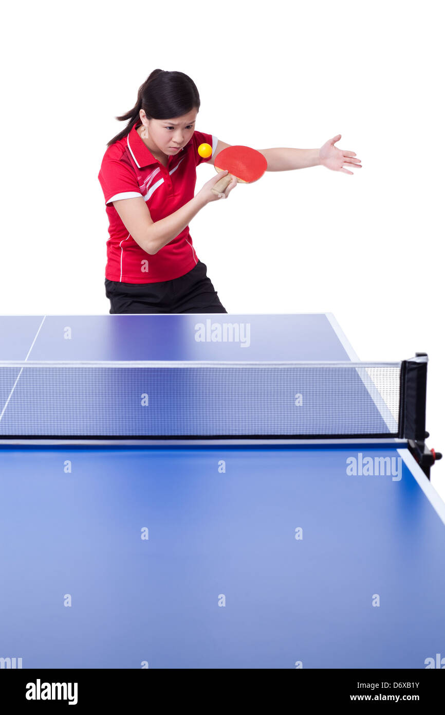 Female athlete playing table tennis Stock Photo - Alamy