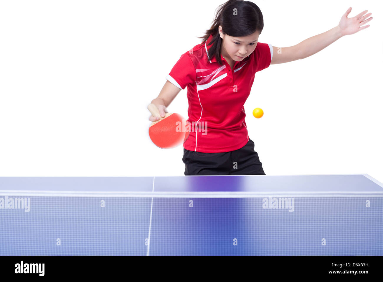 Female athlete playing table tennis Stock Photo - Alamy