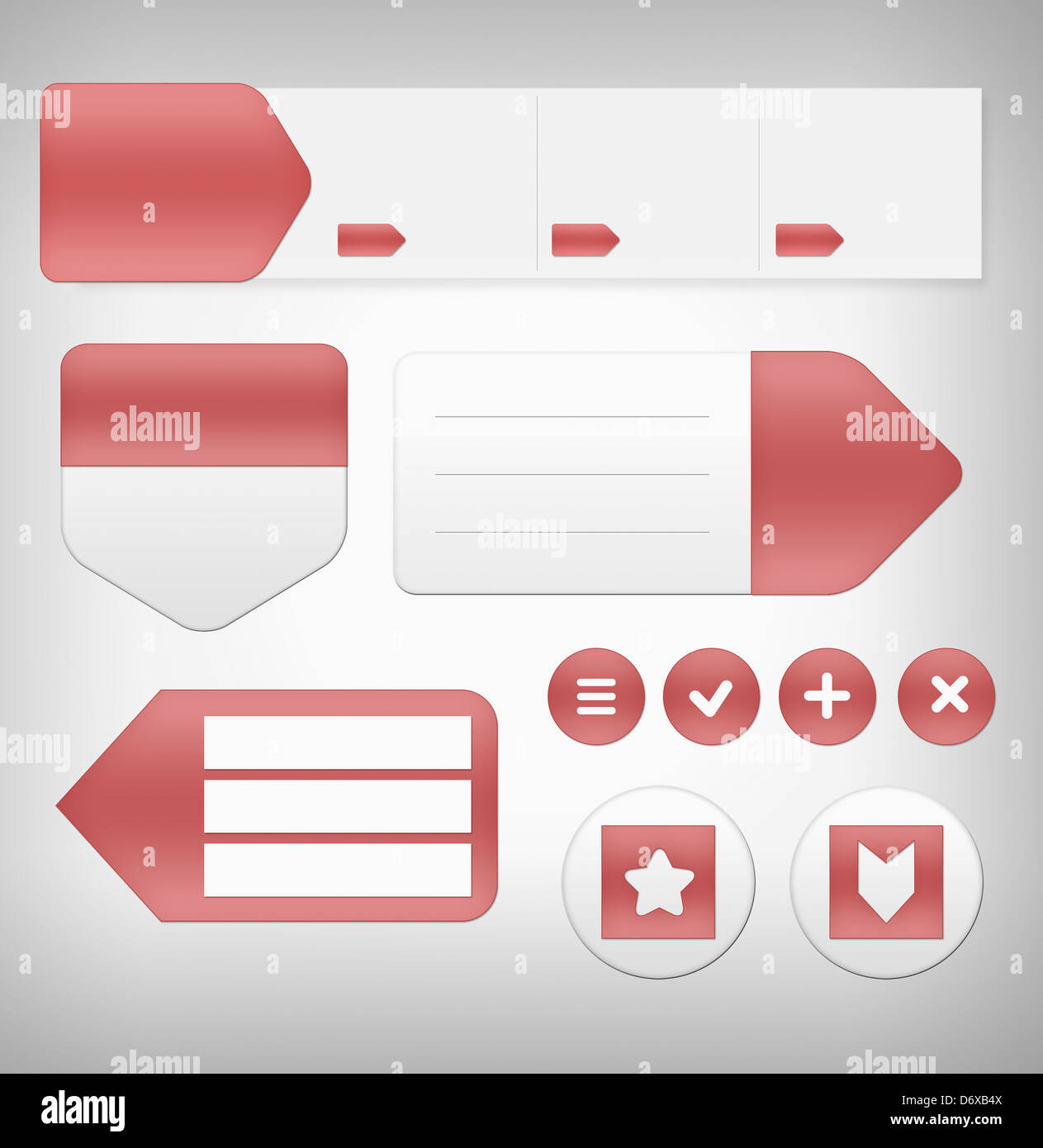 different memo tag design in red Stock Photo - Alamy