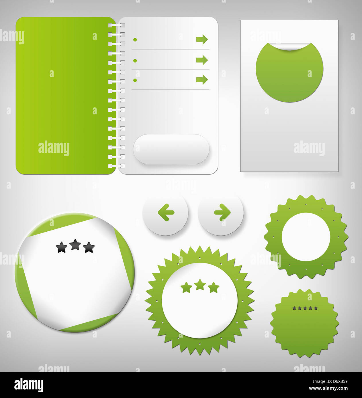 different memo tag design in green Stock Photo - Alamy