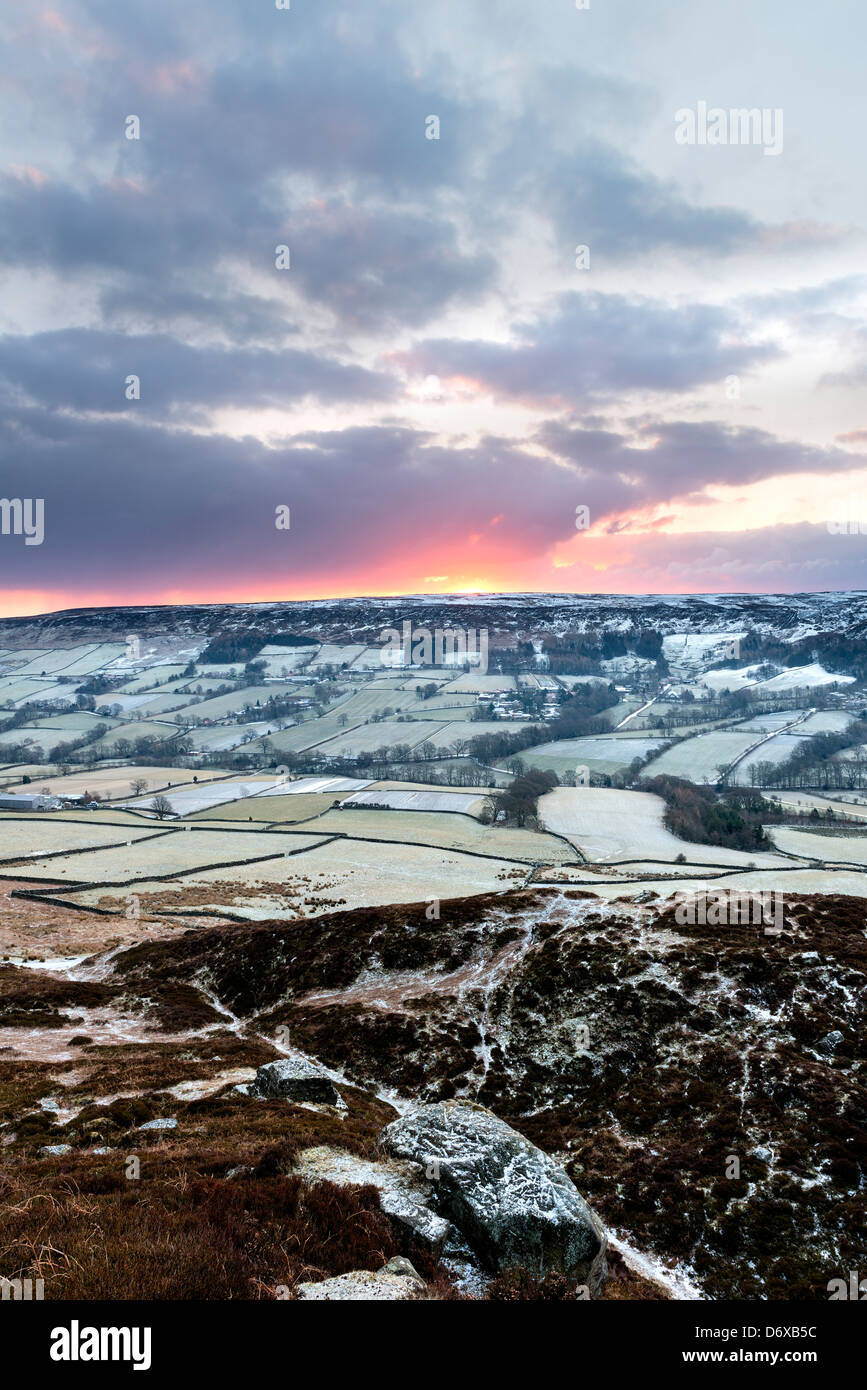 Looking east across Danby Dale from Blakey Rigg just before sunrise on ...