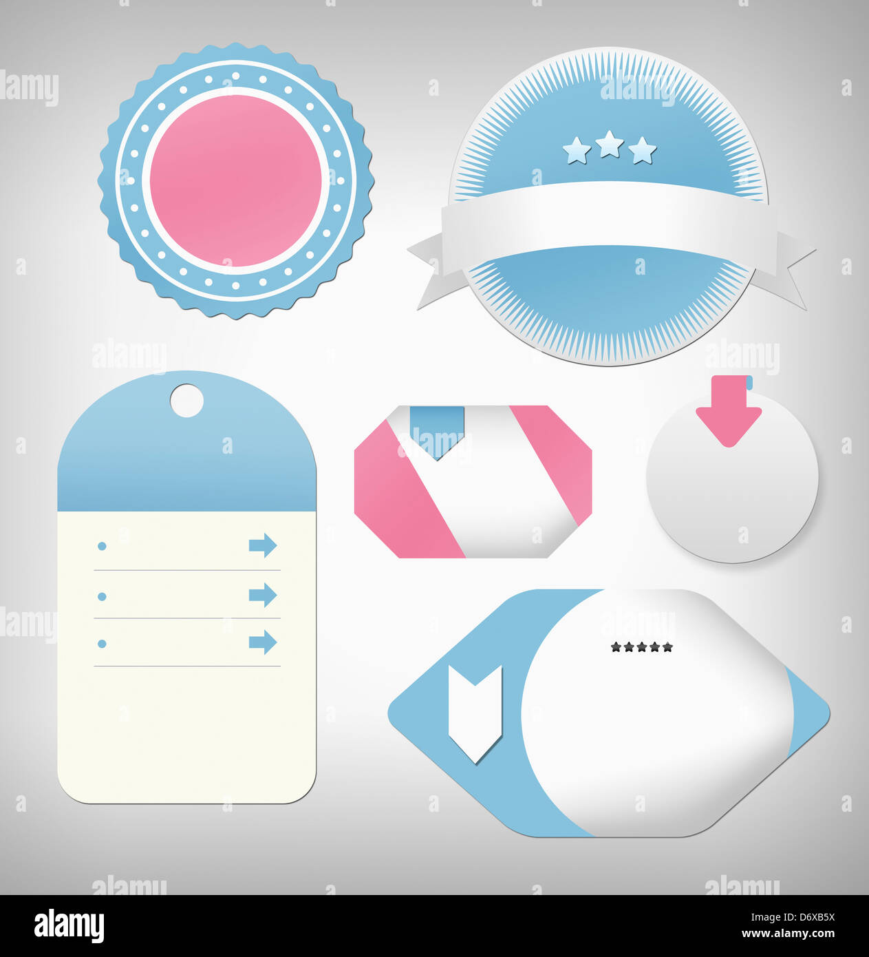 different memo tag design in light blue Stock Photo - Alamy