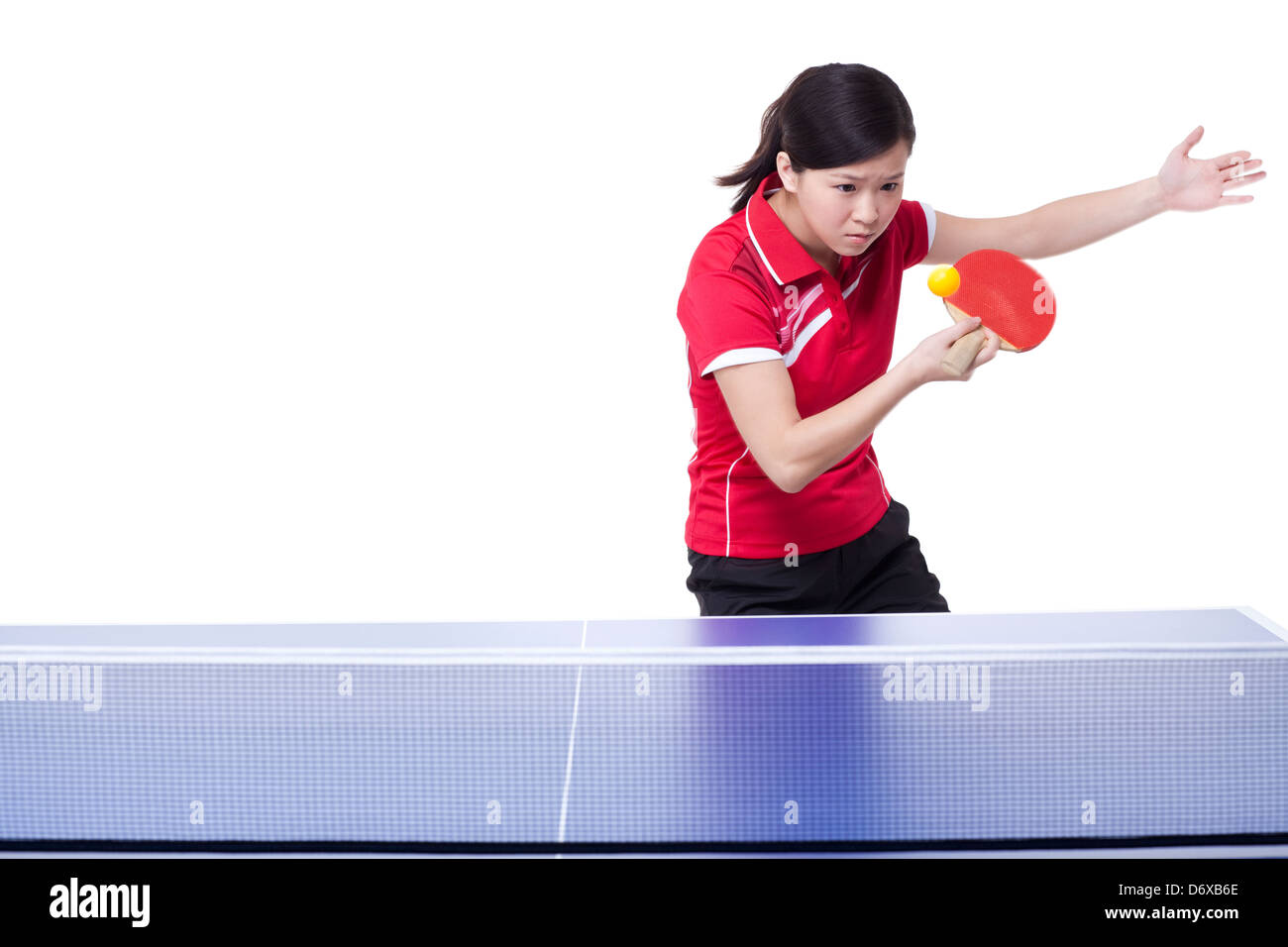 Female athlete playing table tennis Stock Photo - Alamy