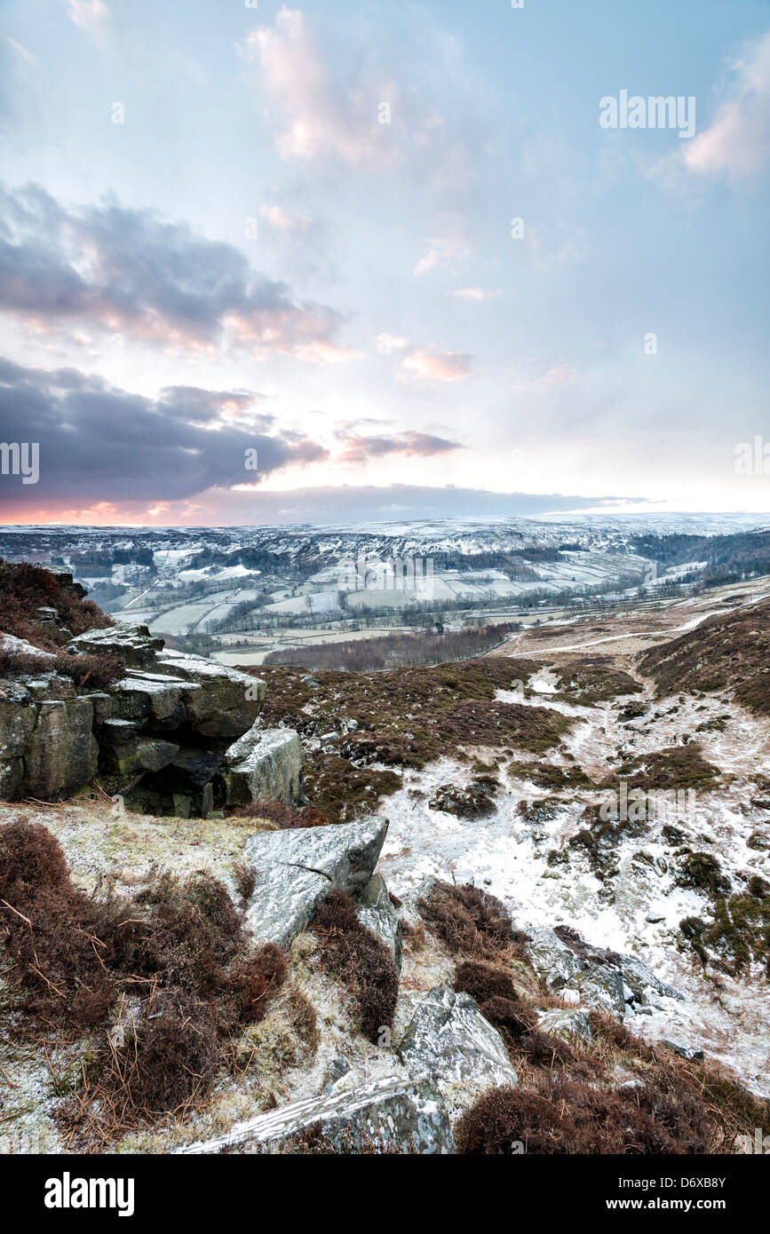 Looking east across Danby Dale from Blakey Rigg just before sunrise on ...