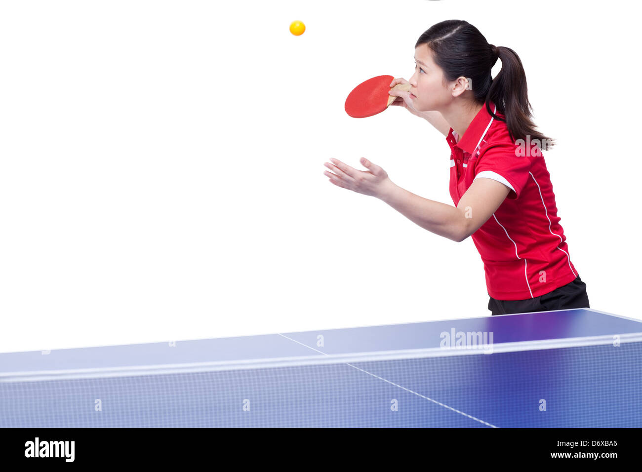 Female athlete playing table tennis Stock Photo - Alamy