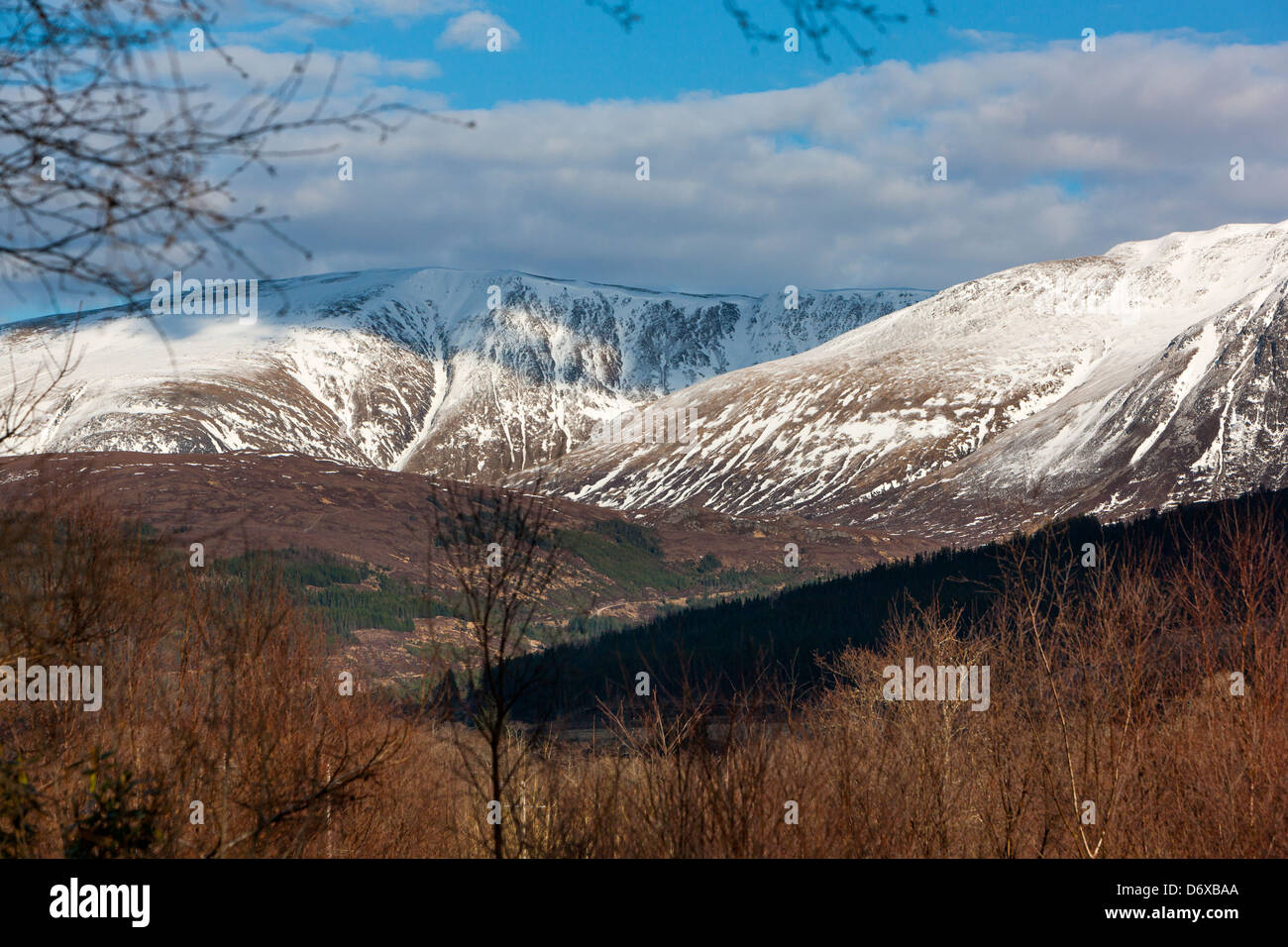 A view over Achnashellach Forest in Glen Carron towards Glencarron and ...