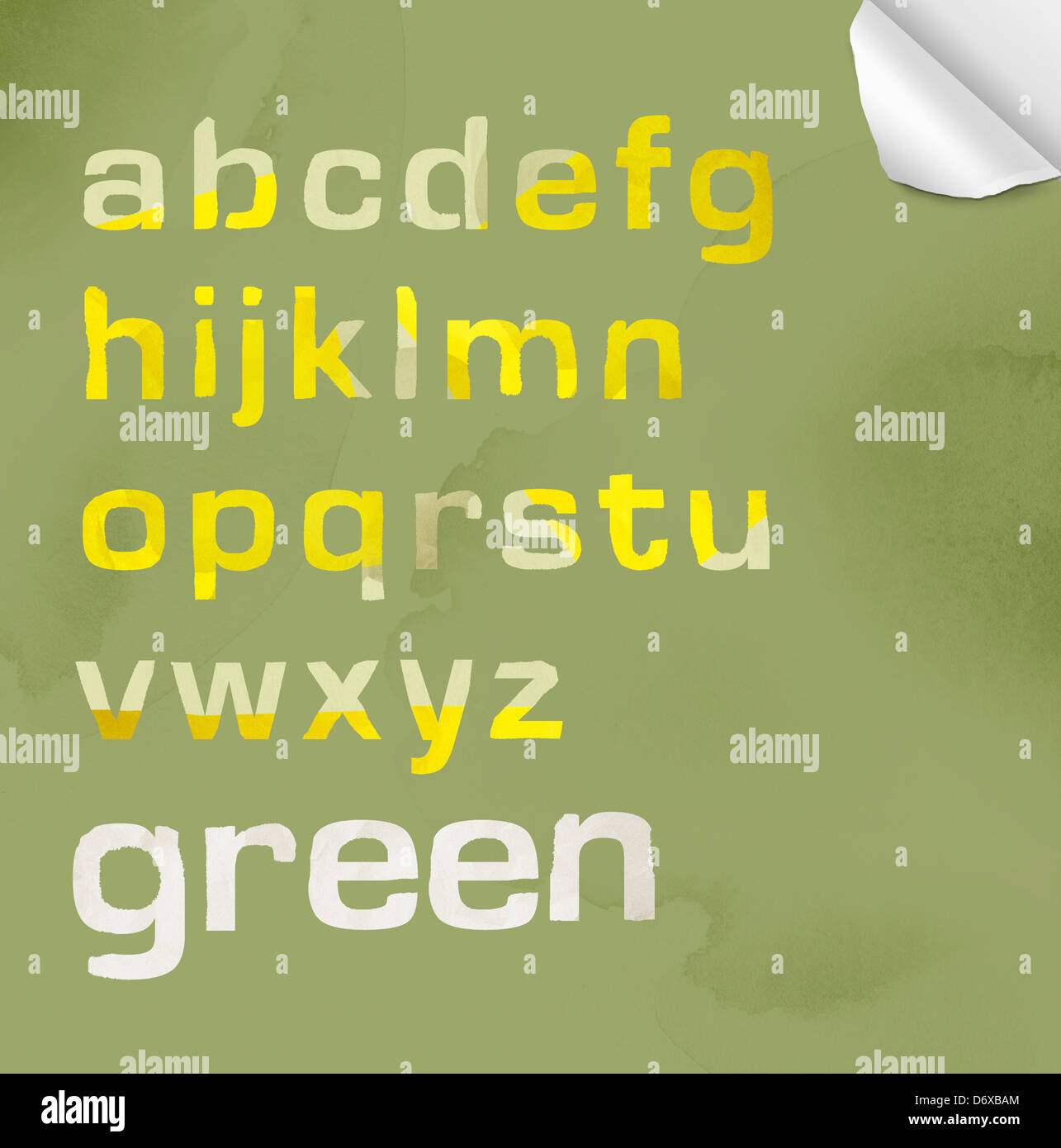 alphabets with a word green Stock Photo - Alamy
