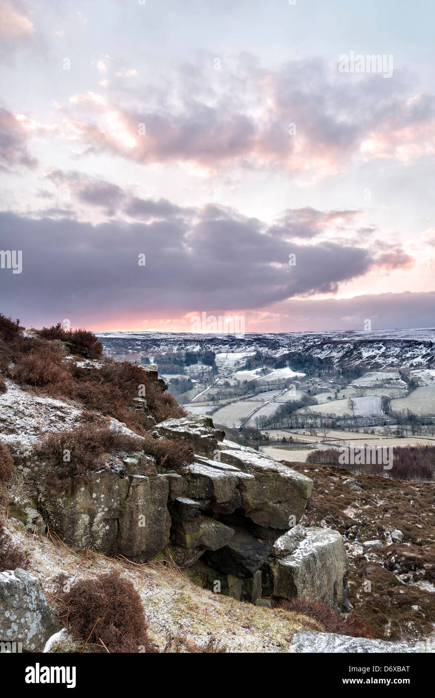 Looking east across Danby Dale from Blakey Rigg just before sunrise on ...