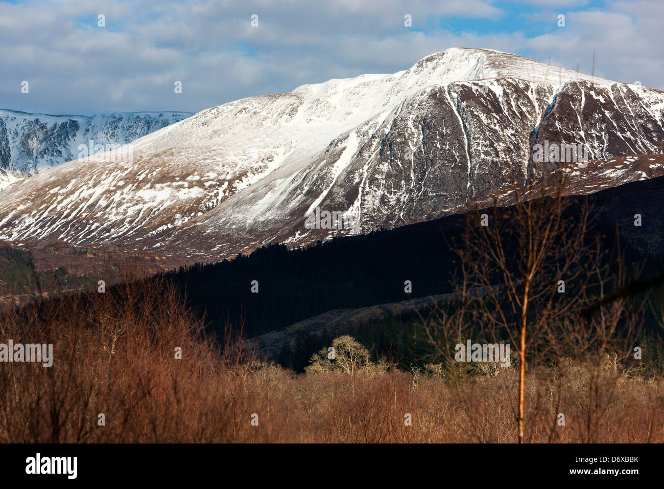 A view over Achnashellach Forest in Glen Carron towards Glencarron and ...