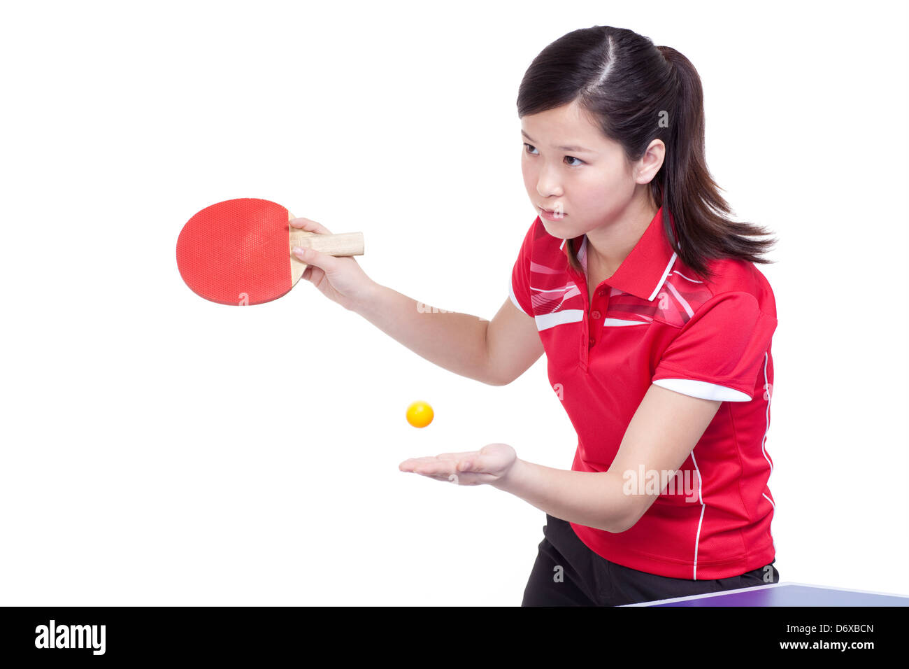 Female athlete playing table tennis Stock Photo - Alamy