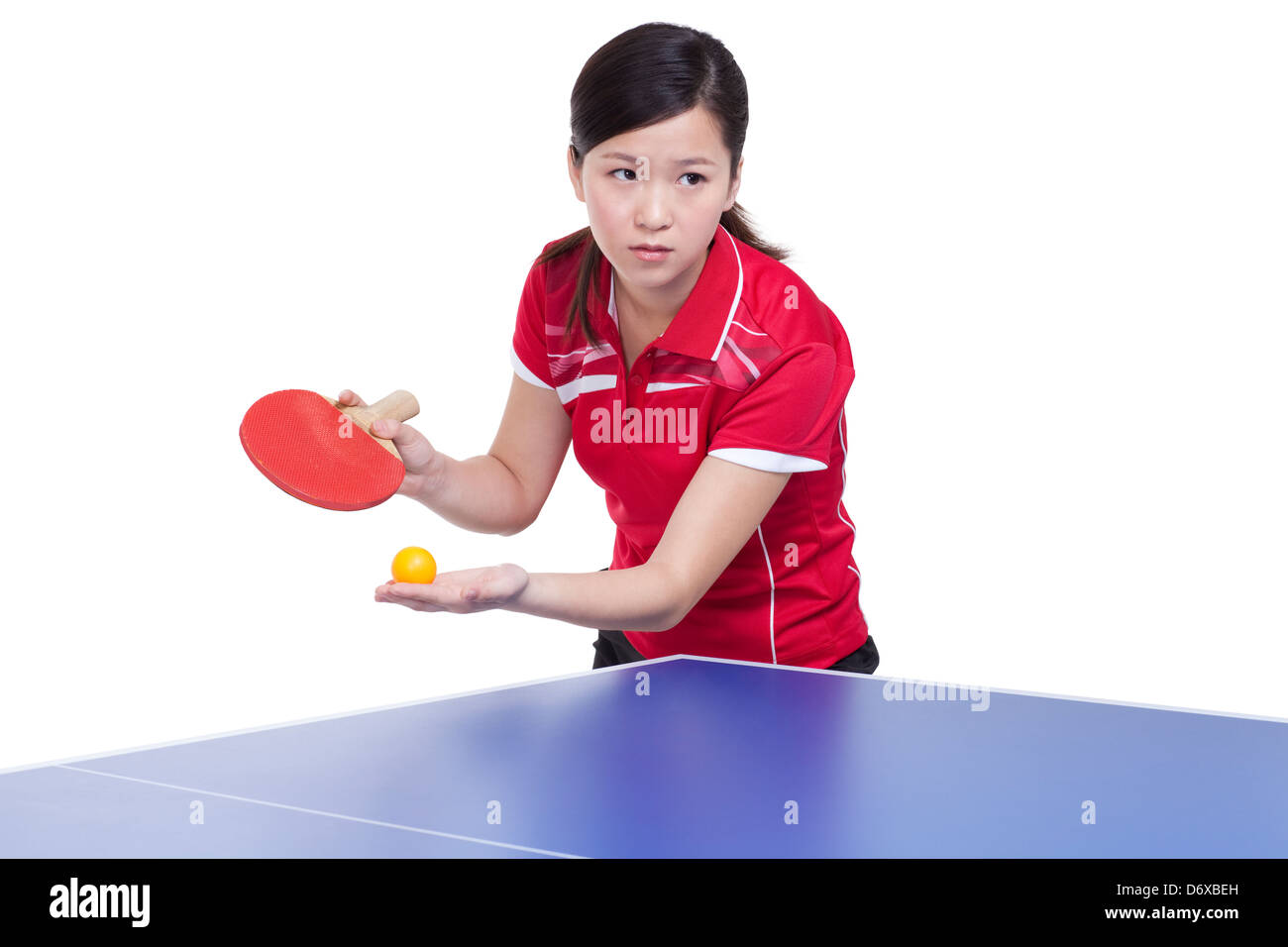 Female athlete playing table tennis Stock Photo - Alamy