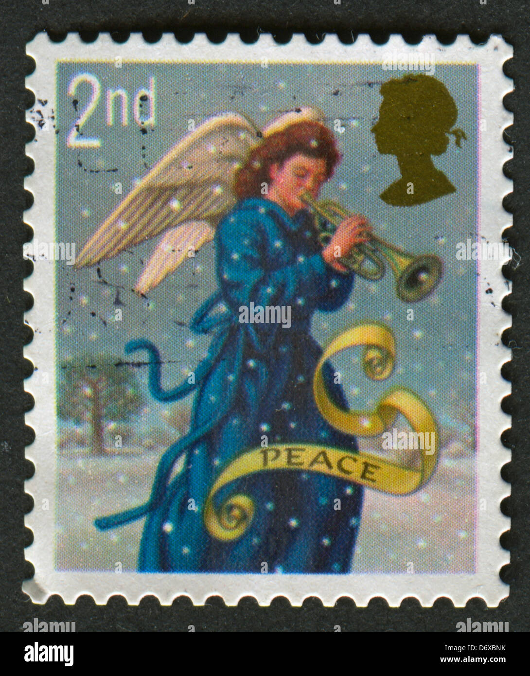 UK - CIRCA 2007: A stamp printed in UK shows image of The Angel playing ...
