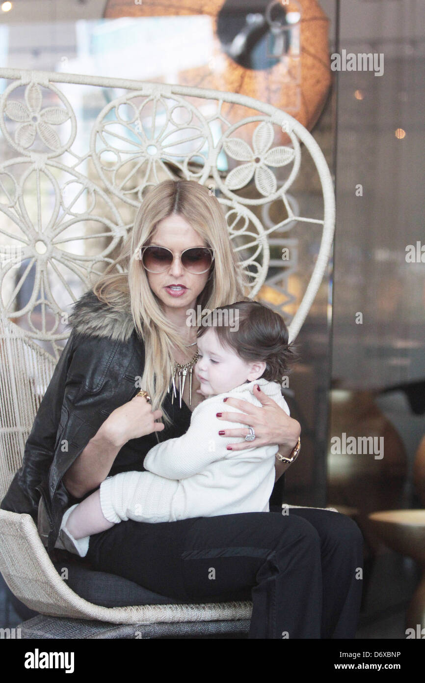 Rachel Zoe and her son Skyler take a break while shopping for furniture ...