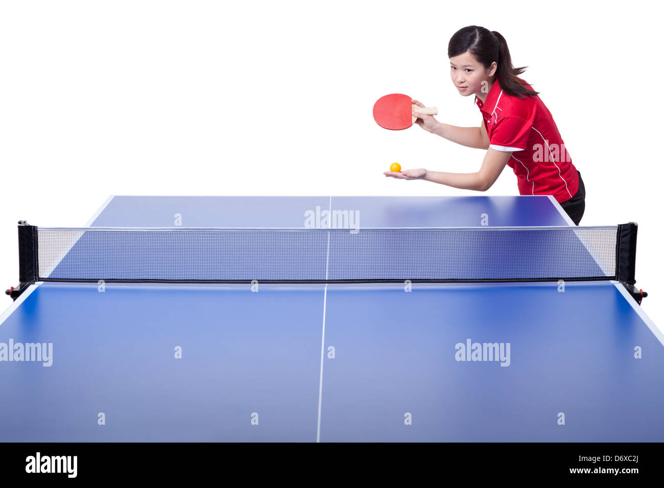 Female athlete playing table tennis Stock Photo - Alamy