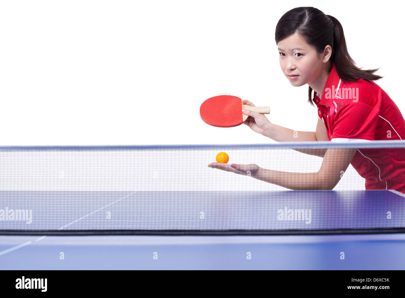Female athlete playing table tennis Stock Photo - Alamy