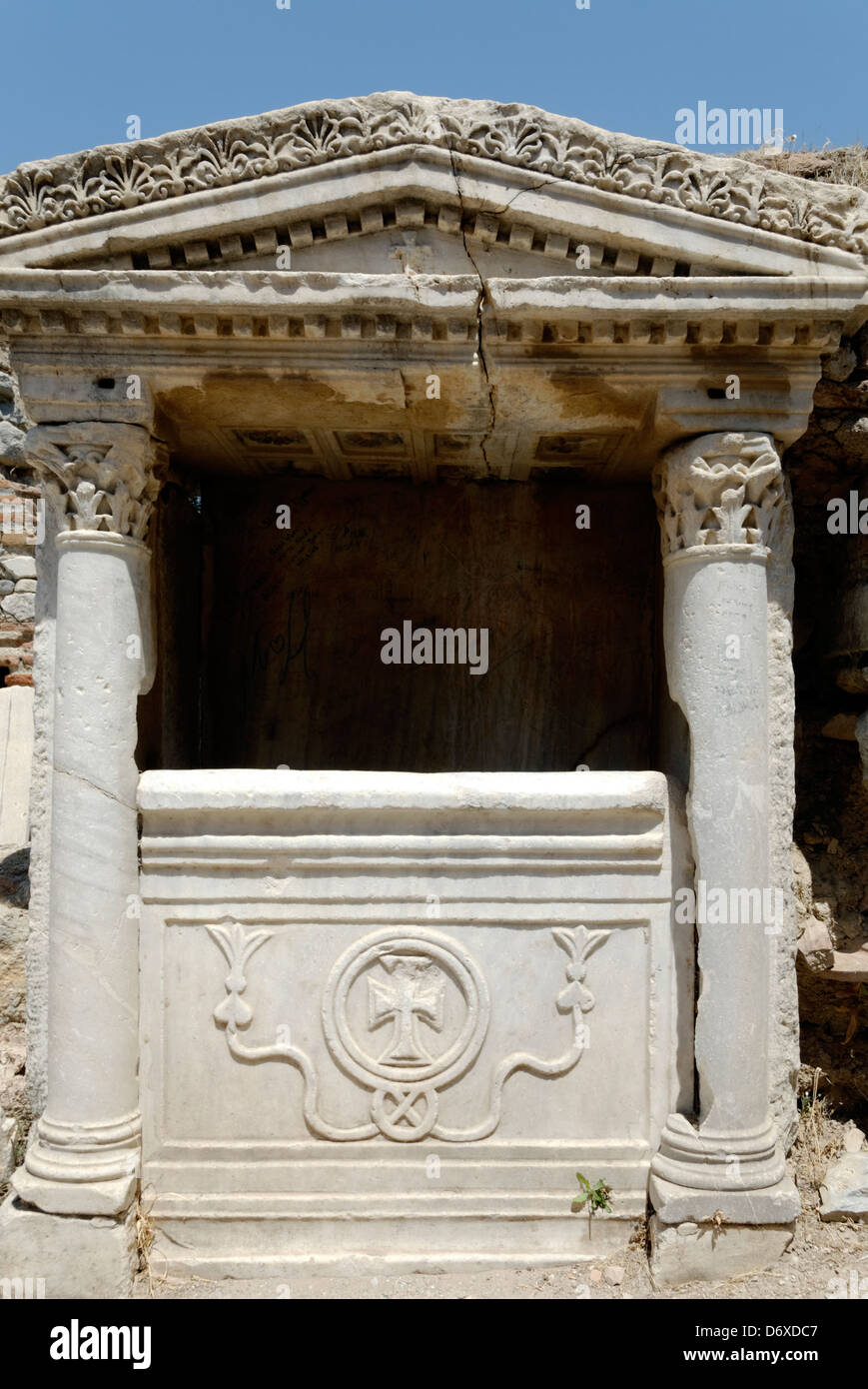 Turkey. Selcuk. View of a reconstructed structure from the Basilica of ...