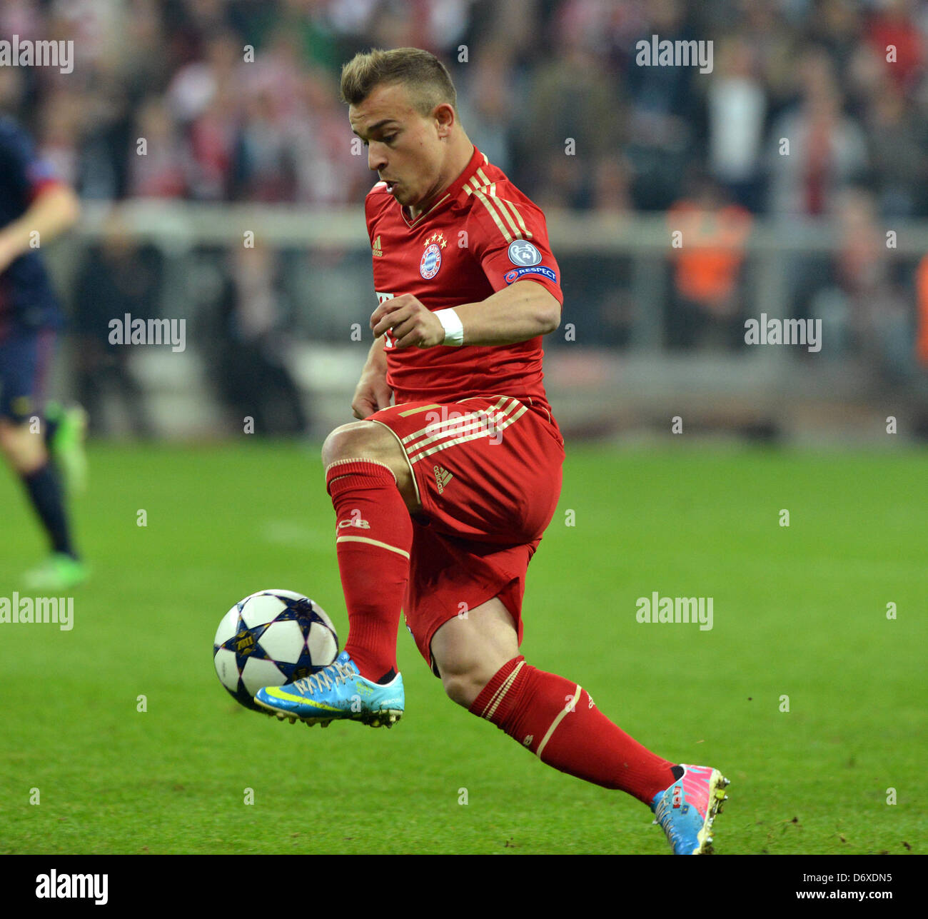 Munich's Xherdan Shaqiri in action during the UEFA Champions League ...