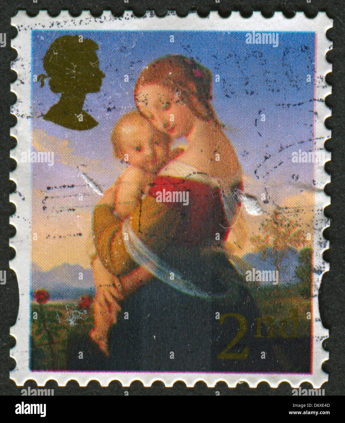 UK - CIRCA 2008: A stamp printed in UK shows image of The Madonna ...