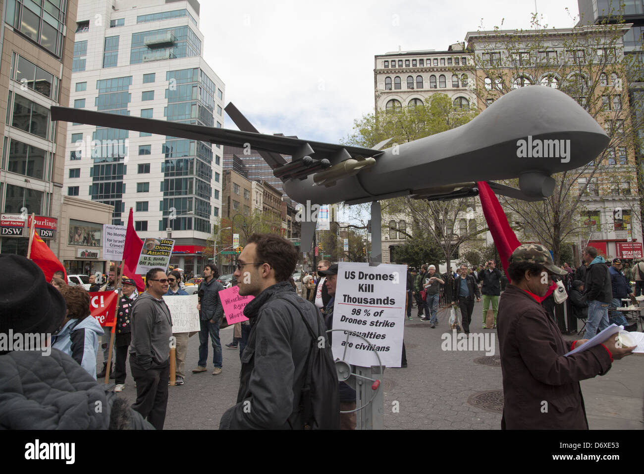 Antiwar and drone rally & march at Union Square in New York City Stock ...