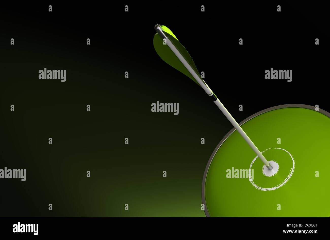 Target and arrow over a green background Stock Photo - Alamy