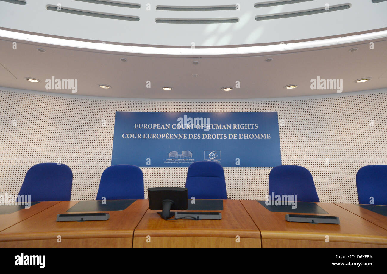 View of the courtroom of the European Court of Human Rights (ECtHR) in ...