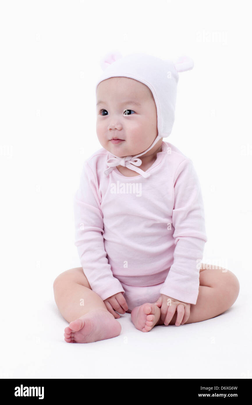 a baby smiling in white background Stock Photo - Alamy