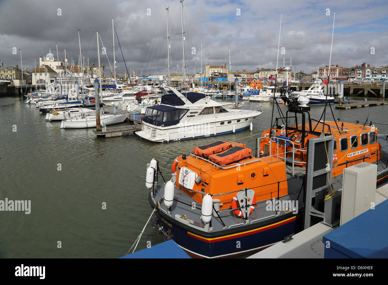 the marina and RNLI lifeboat at the port of lowestoft on the suffolk ...