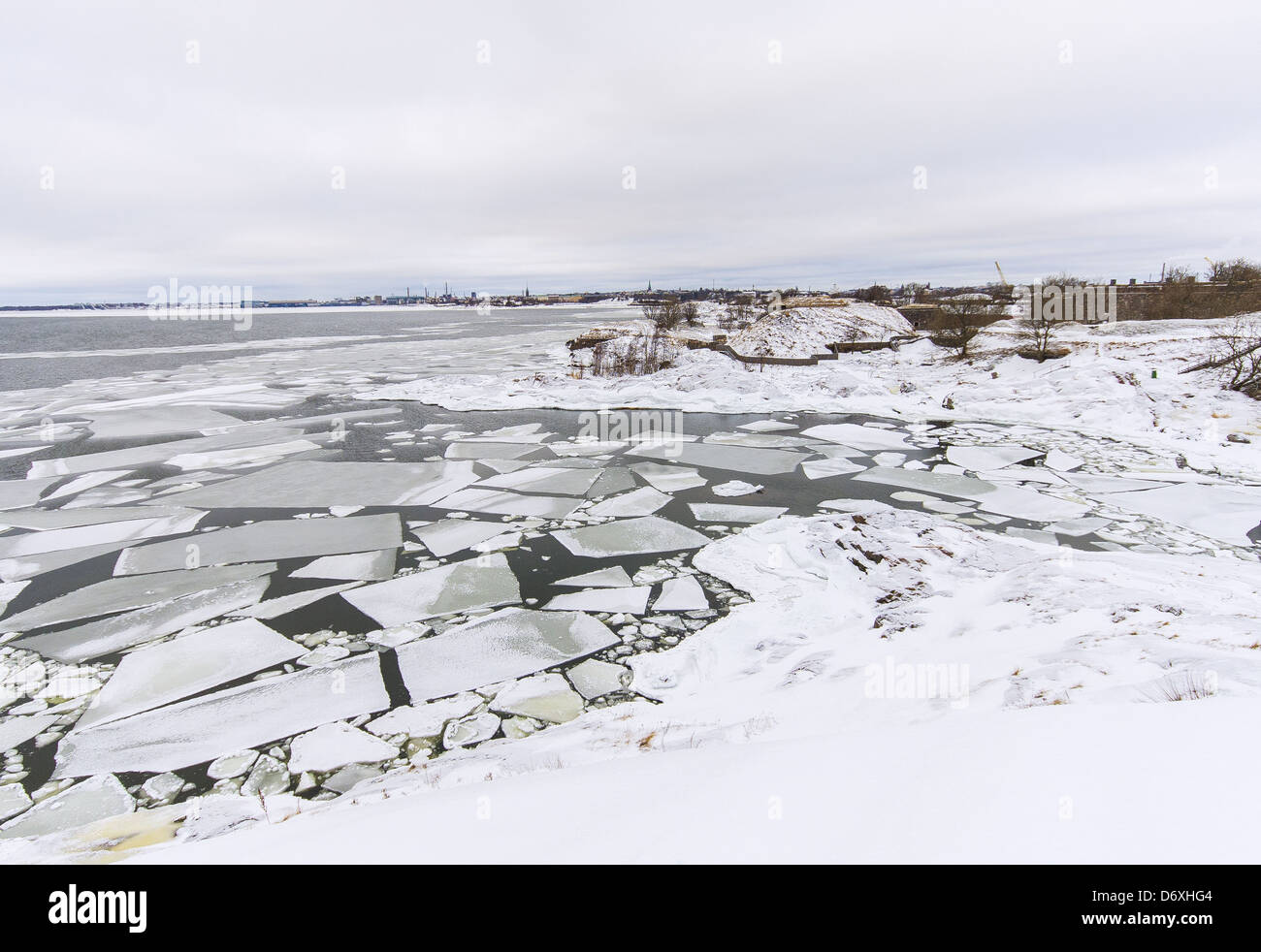 Sea ice surrounding Suomenlinna island in Helsinki, Finland Stock Photo ...