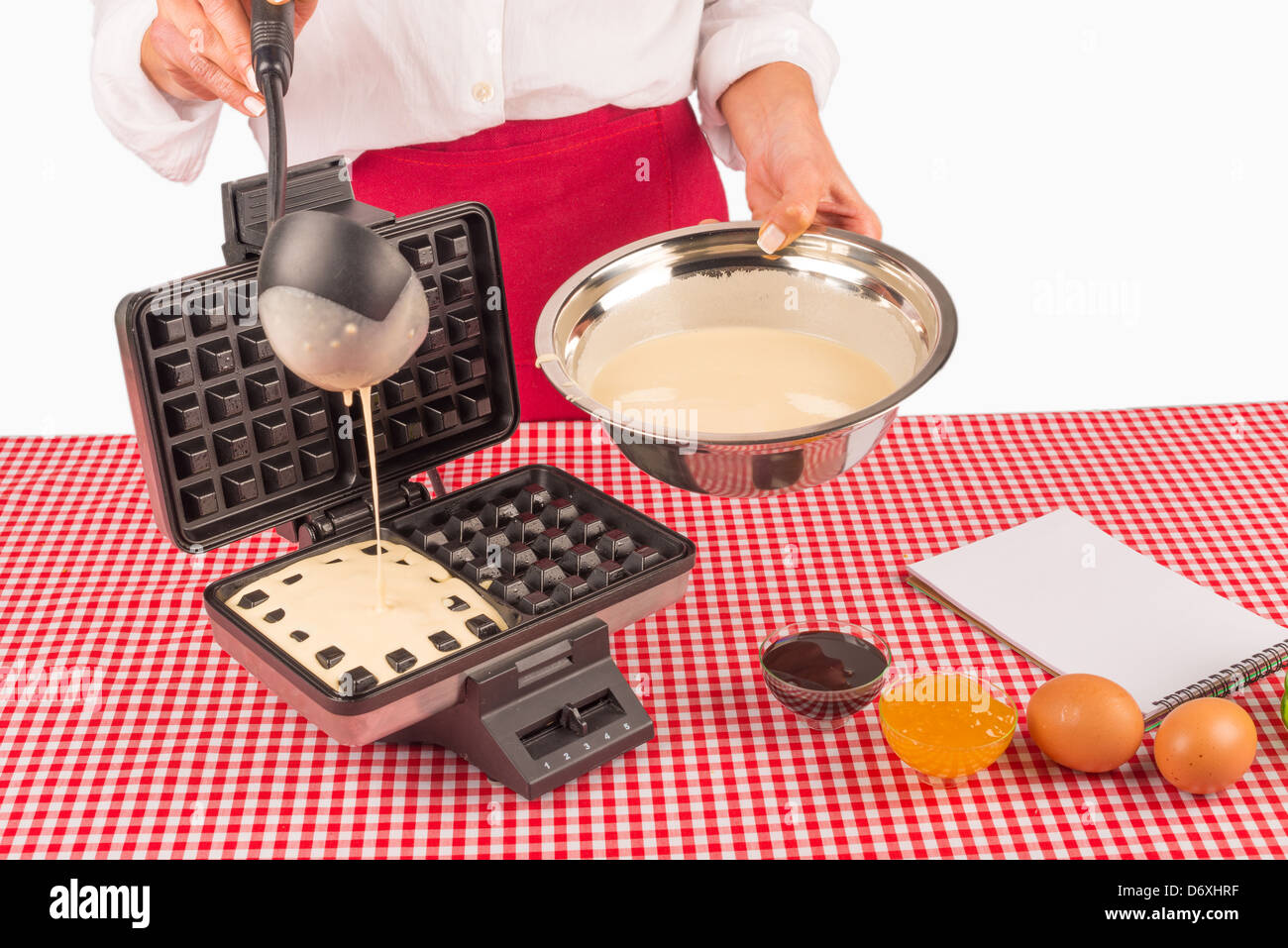 Female hand preparing Belgian homemade waffles Stock Photo - Alamy
