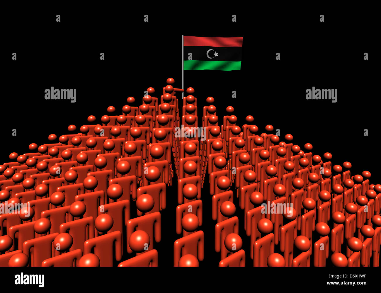 Pyramid of abstract people with Libya flag illustration Stock Photo - Alamy