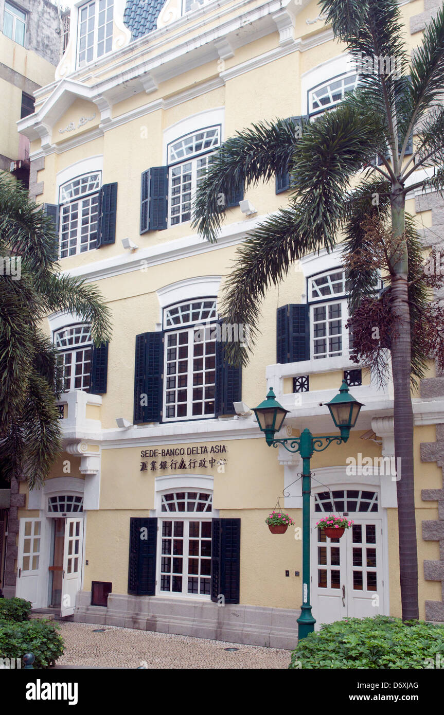 Old Colonial Portuguese architecture St Augustine Square Macau Stock ...