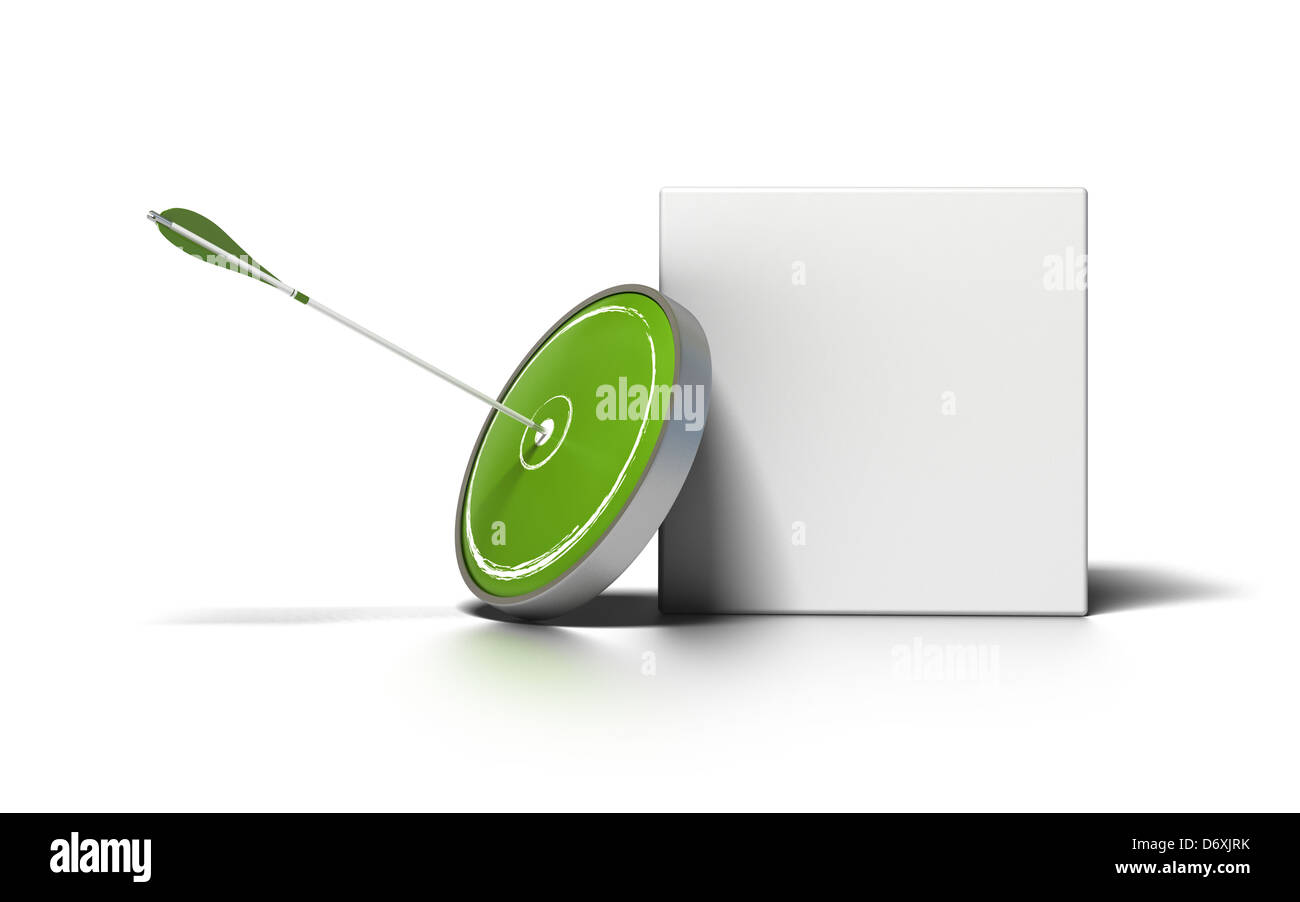 green target and arrow near a white box for writing a message image is ...